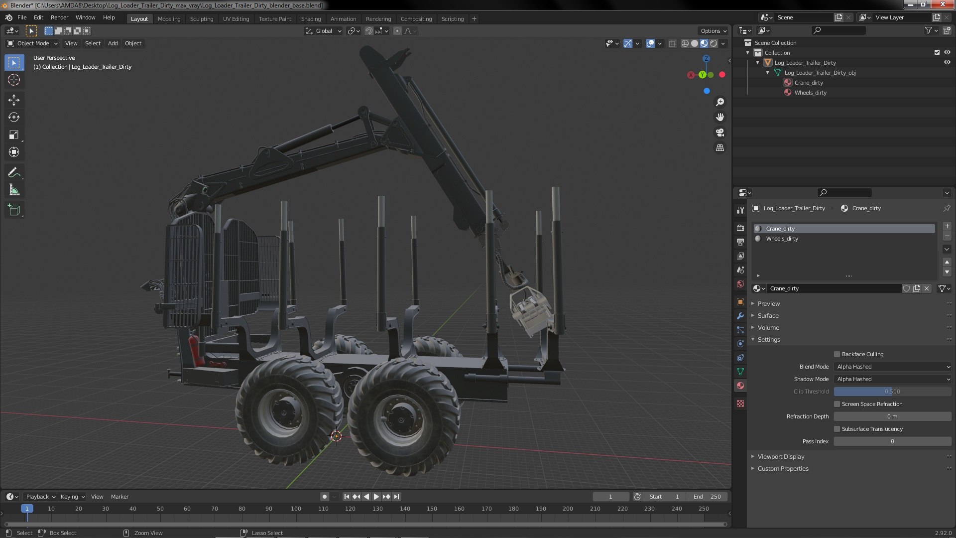 Log Loader Trailer Dirty 3D - TurboSquid 1902473