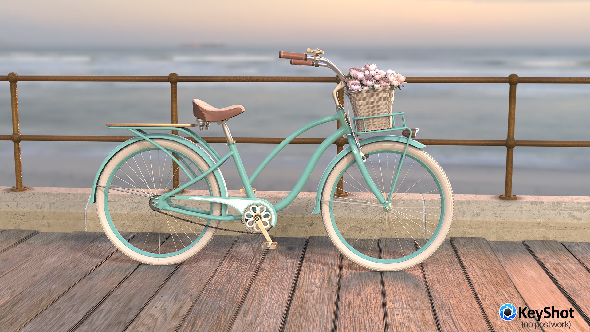 3D Womens Beach Cruiser Bicycle Aqua - TurboSquid 2267722