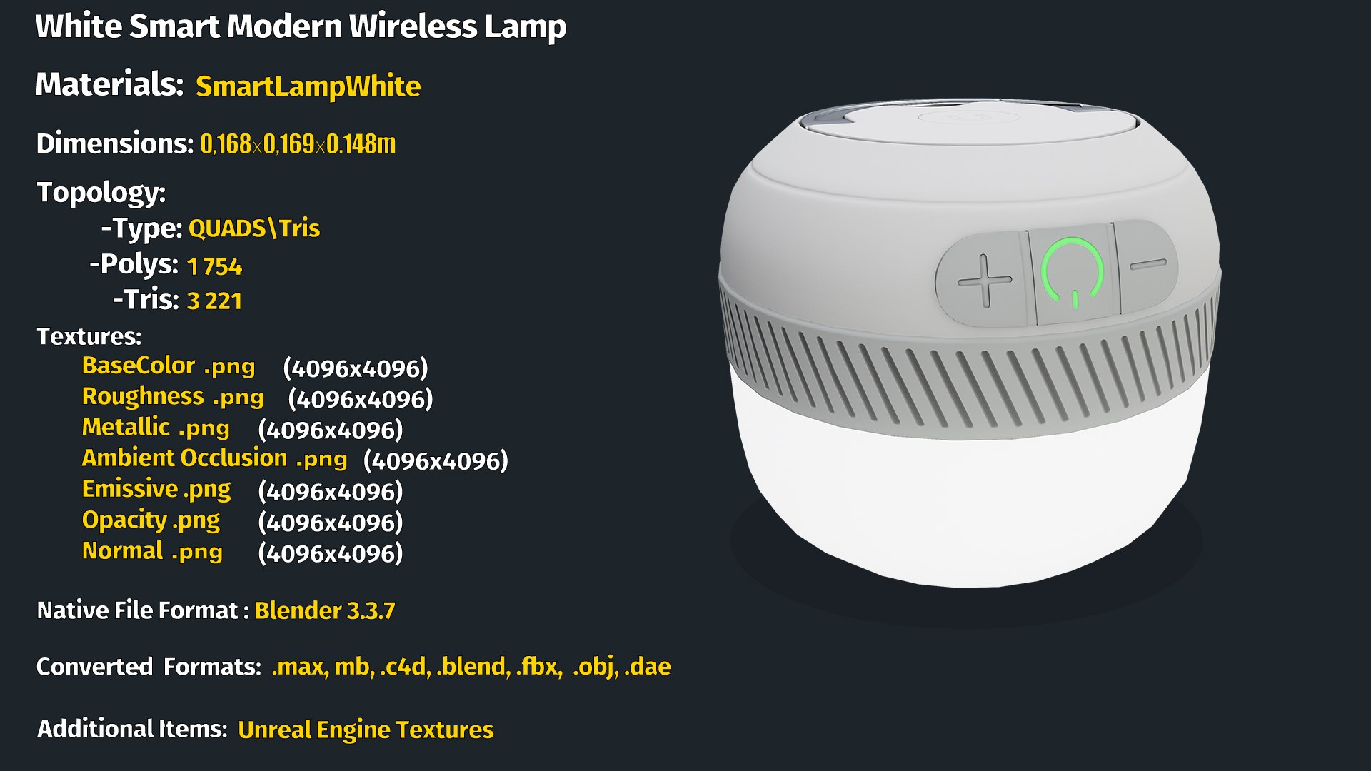 3D White Smart Modern Wireless Lamp - TurboSquid 2084283