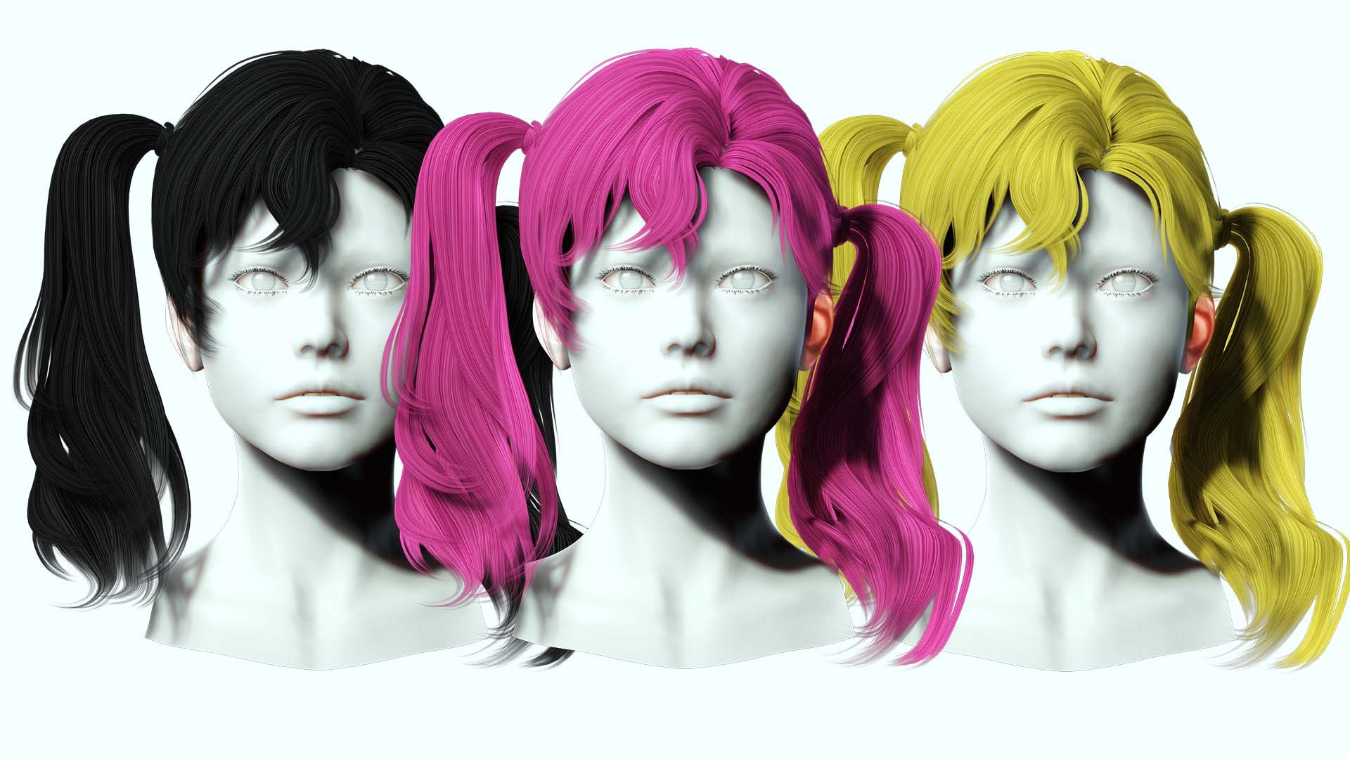 3D Female Hair - Pigtail Hair Style - TurboSquid 2226771