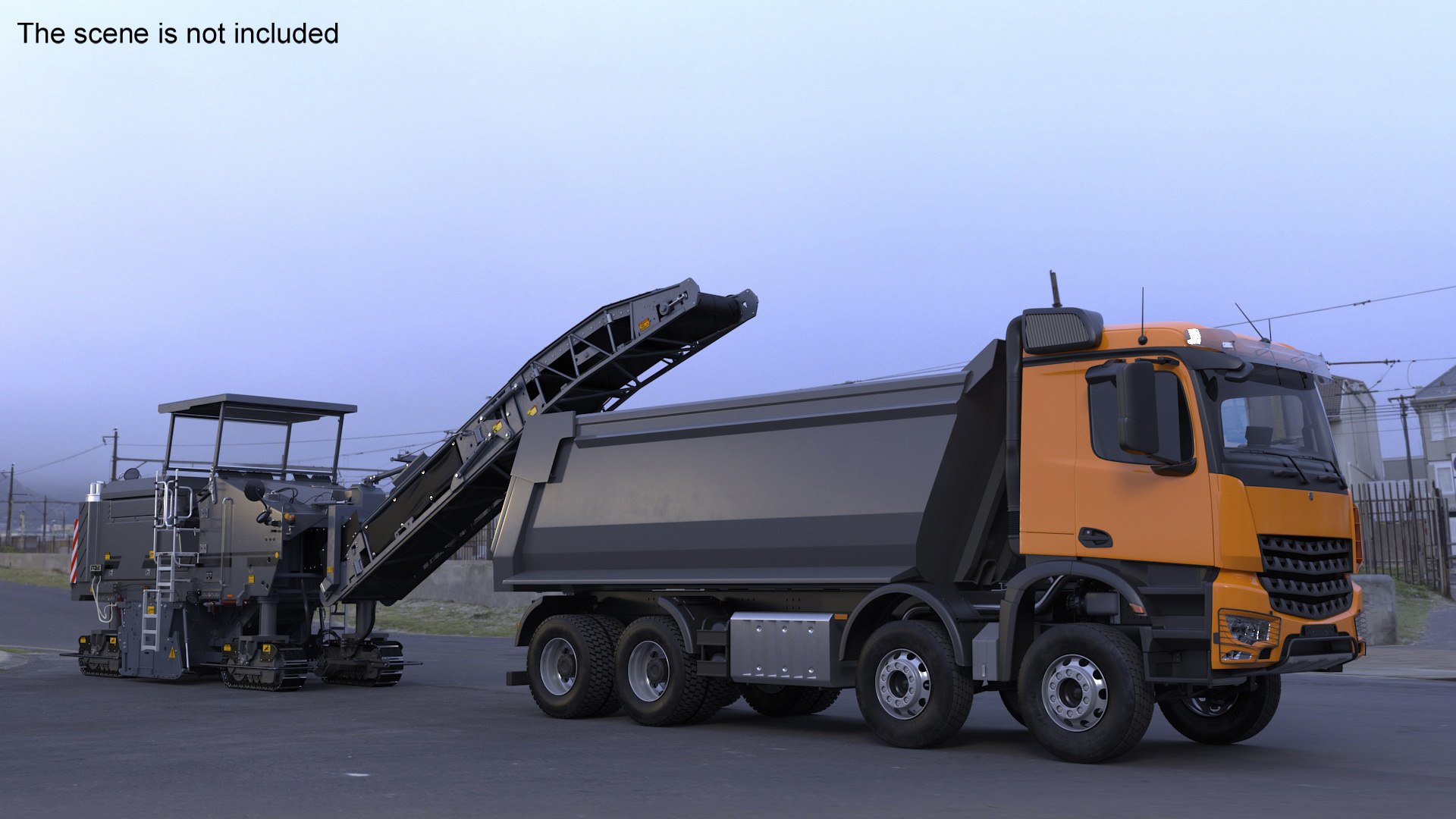 3D Road Milling Machine Loads Milled Asphalt Into The Dump Truck ...