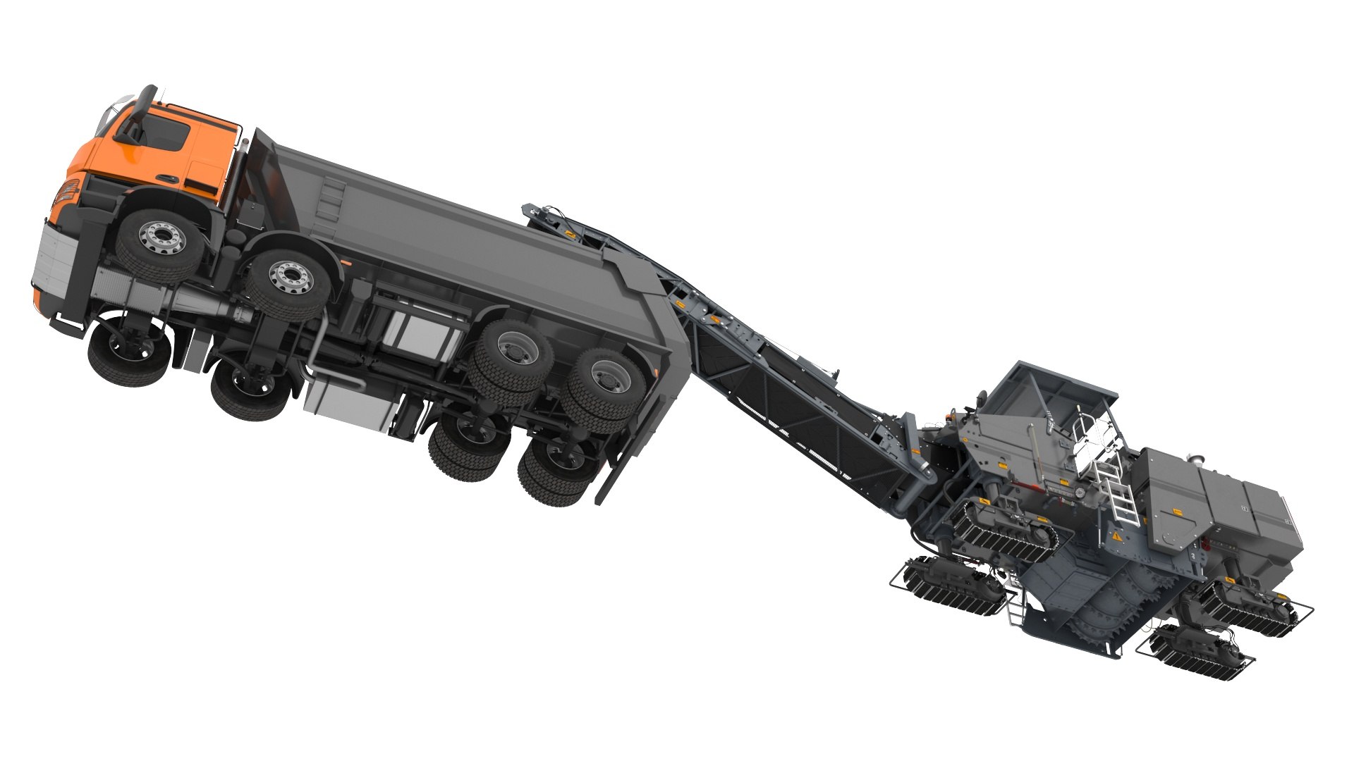 3D Road Milling Machine Loads Milled Asphalt Into The Dump Truck ...