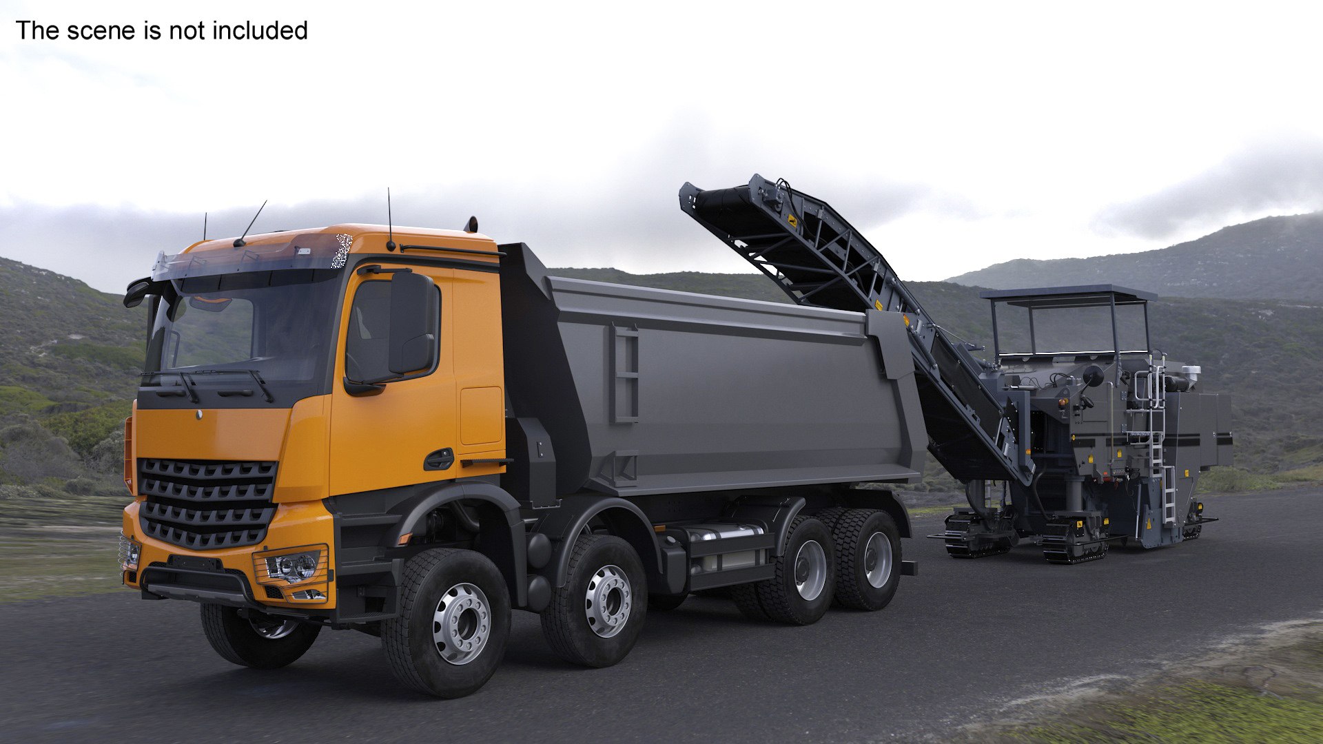 3D Road Milling Machine Loads Milled Asphalt Into The Dump Truck ...