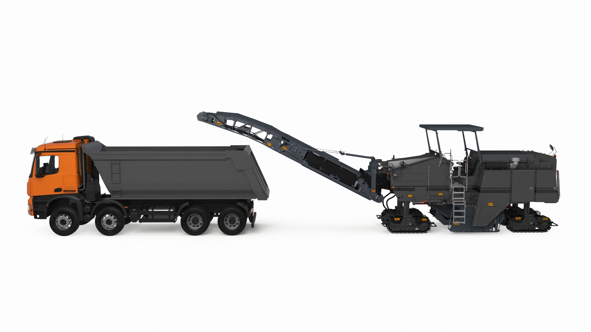 3D Road Milling Machine Loads Milled Asphalt Into The Dump Truck ...