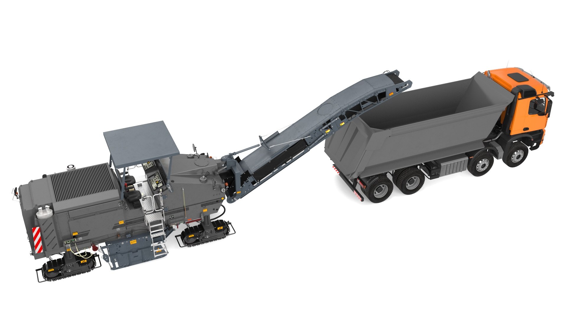 3D Road Milling Machine Loads Milled Asphalt Into The Dump Truck ...