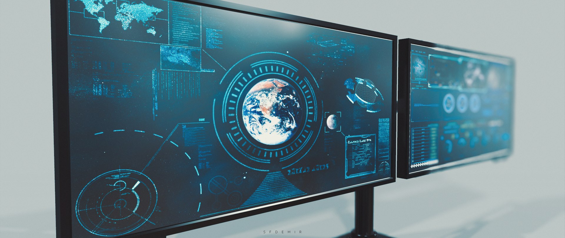 3D Dual Sci-Fi Monitor Model - TurboSquid 1750762