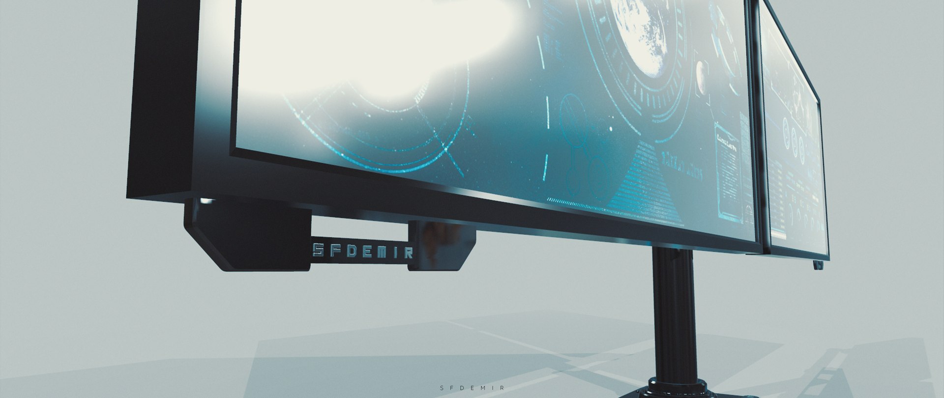 3D Dual Sci-Fi Monitor Model - TurboSquid 1750762
