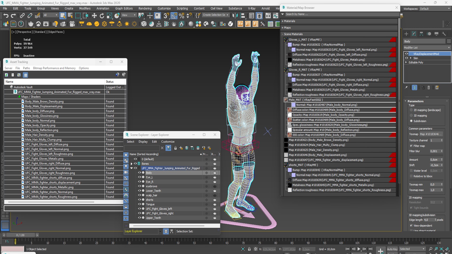 3D UFC MMA Fighter Jumping Animated Fur Rigged Model - TurboSquid 2382251