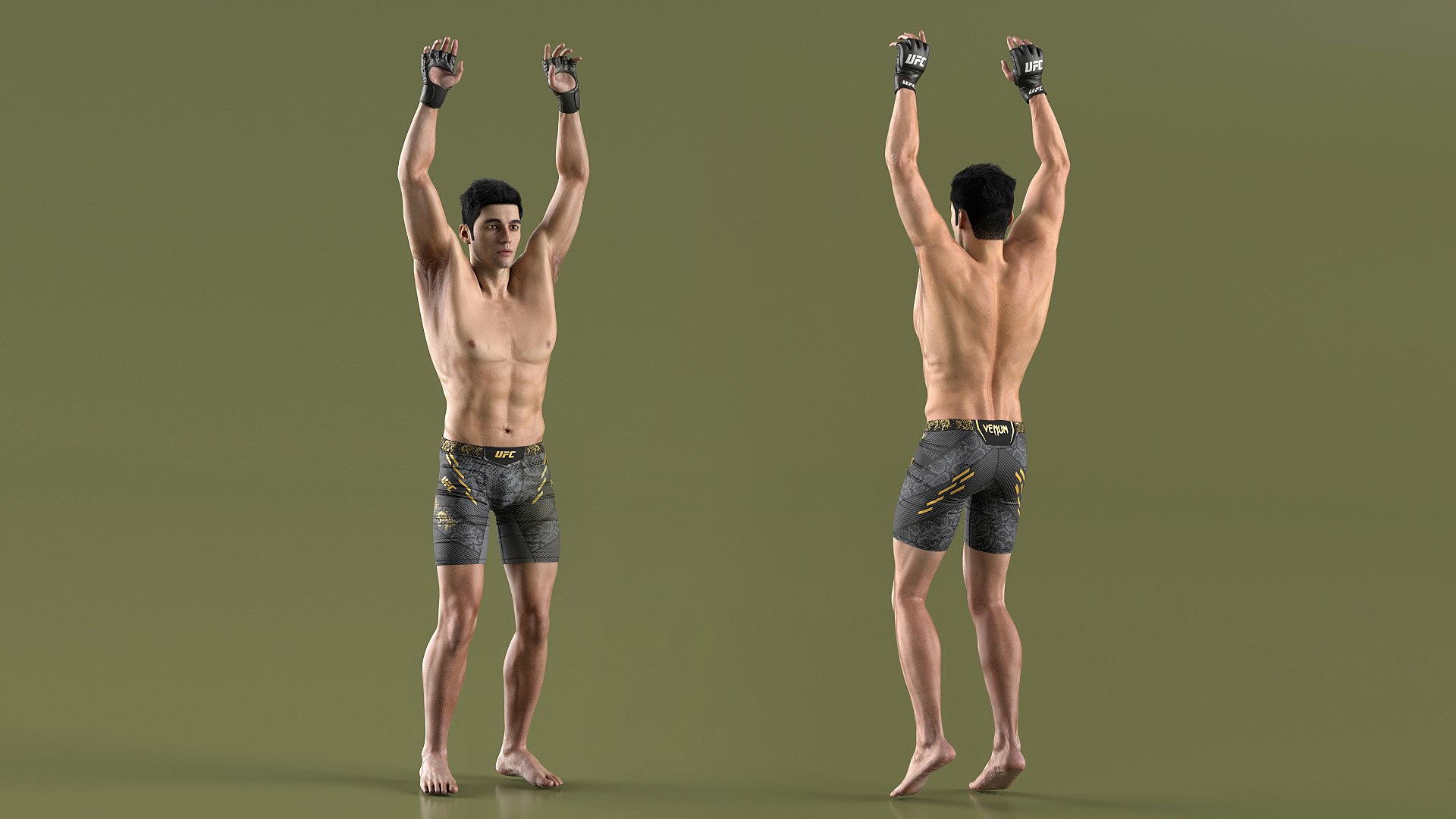 3D UFC MMA Fighter Jumping Animated Fur Rigged Model - TurboSquid 2382251