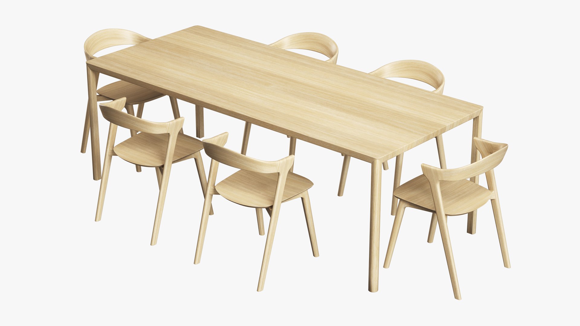 Oak Bok Dining Chair Air Dining Table 3D Model - TurboSquid 2336263