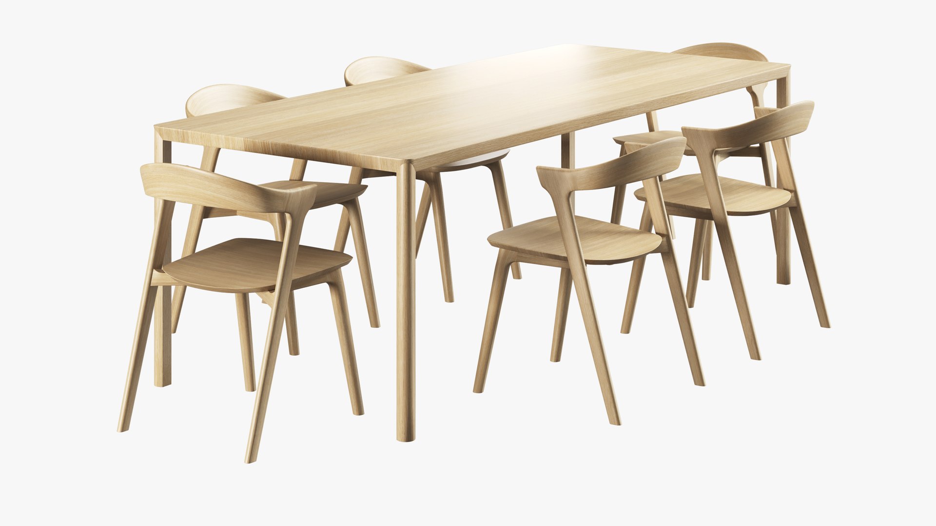 Oak Bok Dining Chair Air Dining Table 3D Model - TurboSquid 2336263