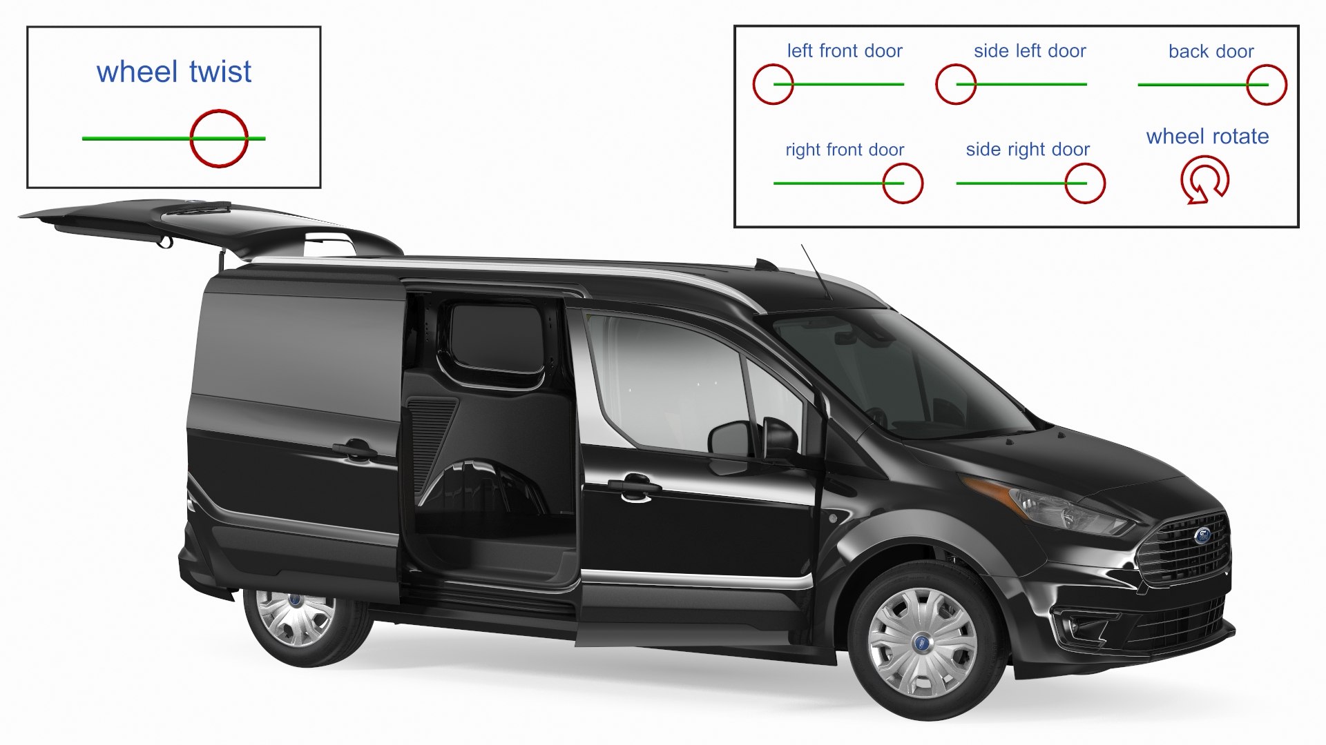 Ford Transit Connect Tailgate Black Rigged model - TurboSquid 1828936