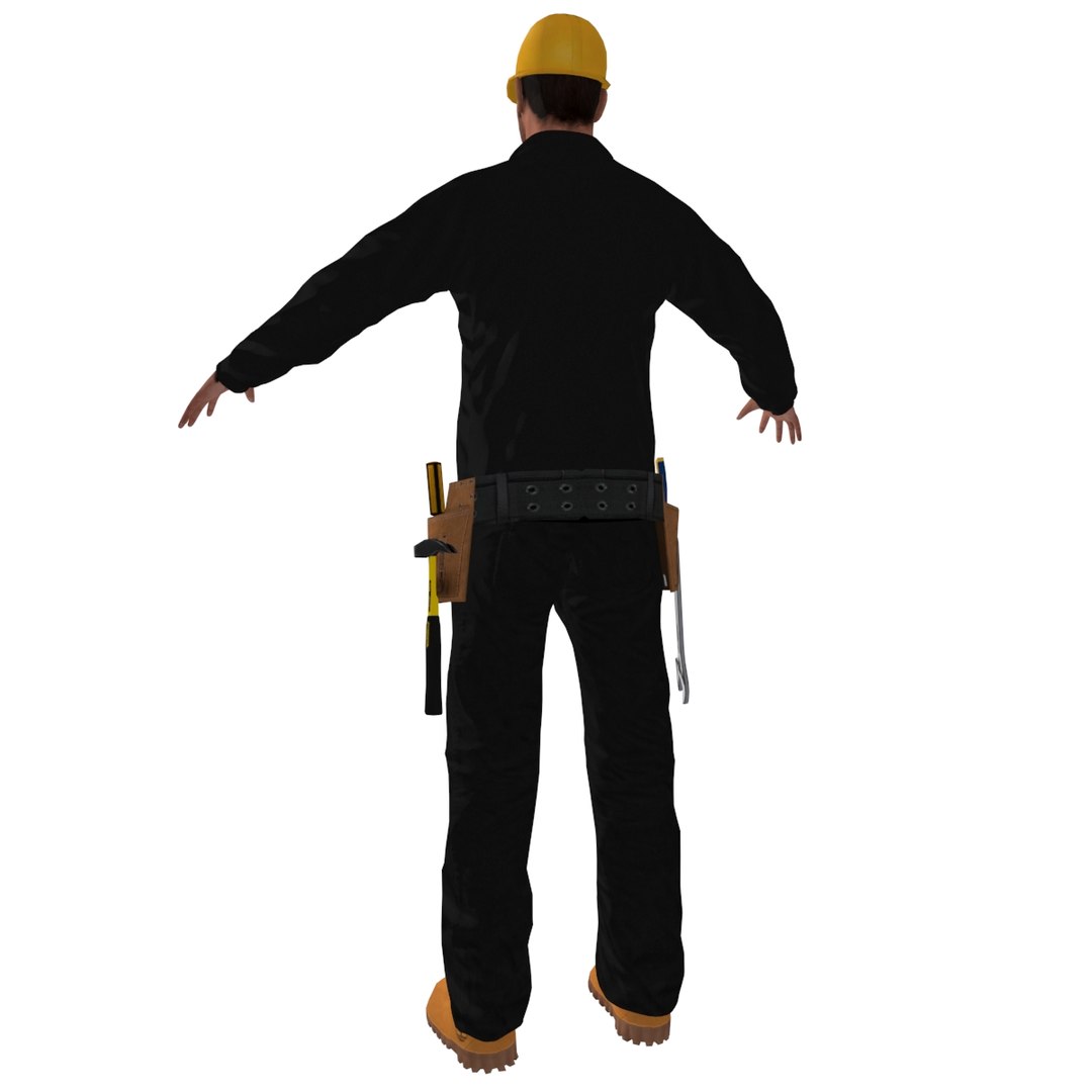 3d model rigged worker lods s