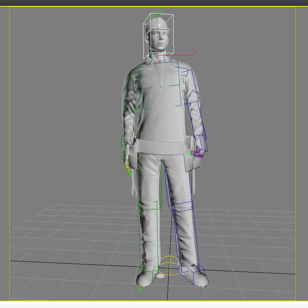 3d model rigged worker lods s
