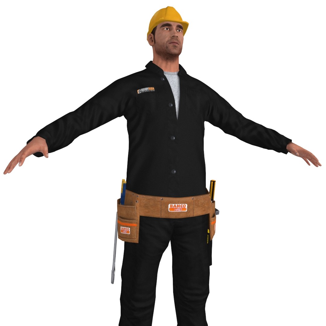 3d model rigged worker lods s