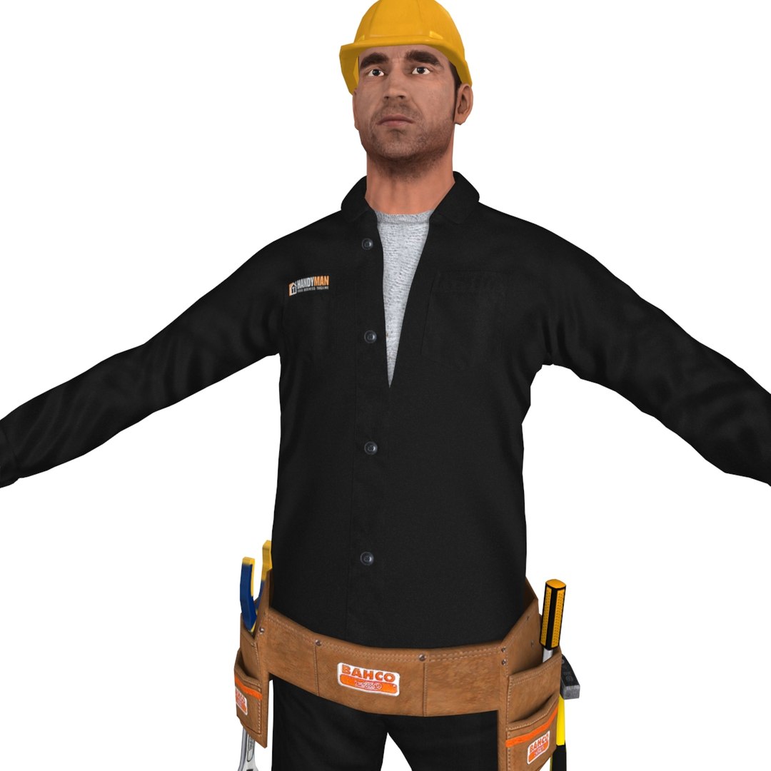 3d model rigged worker lods s