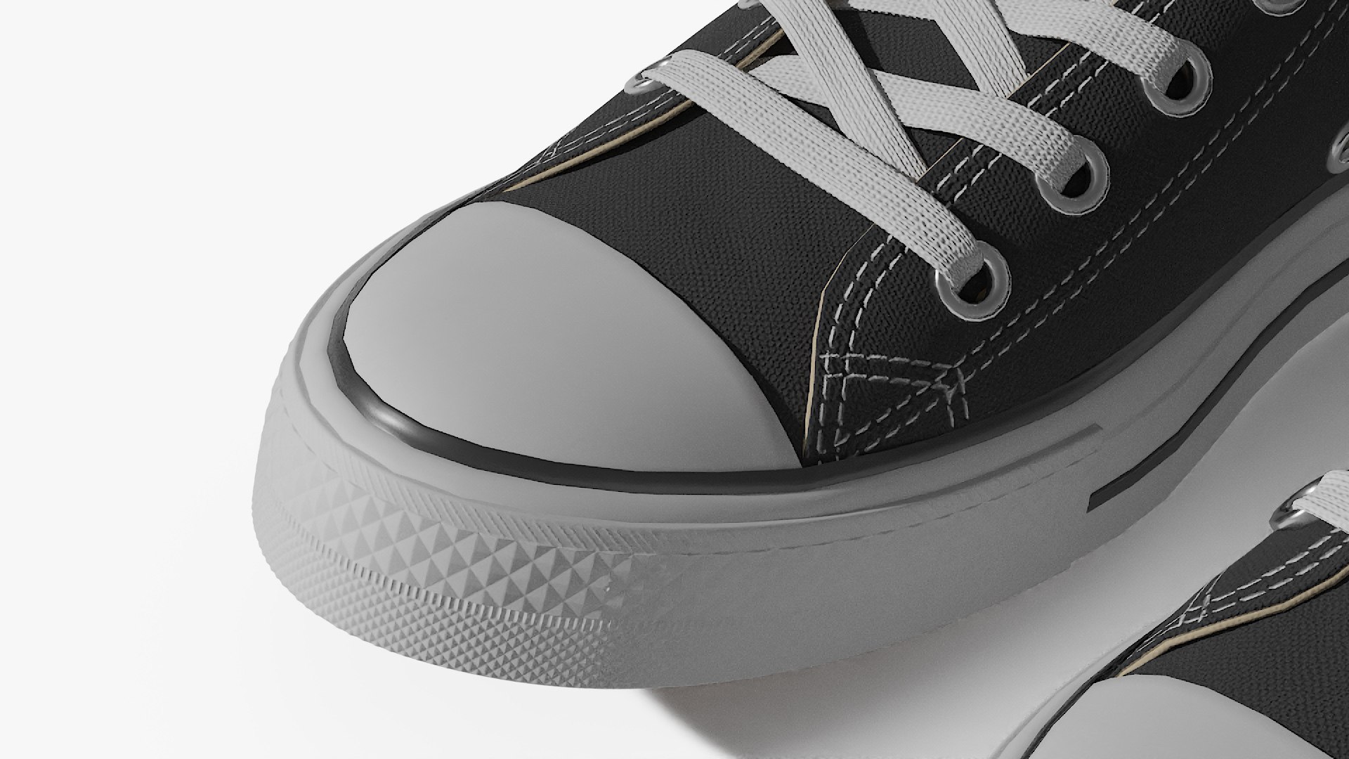 3D Model Converse All Star Black Sneakers - TurboSquid 2378808