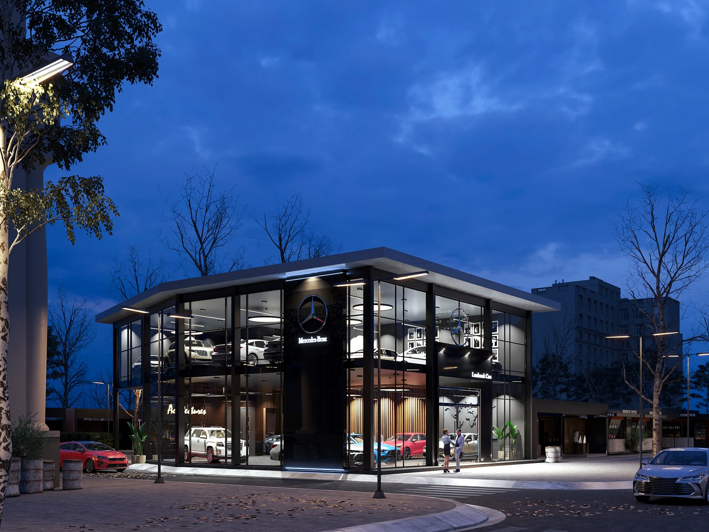 Exterior House - Night Scene 3D - Car Showroom 3D Model - TurboSquid ...