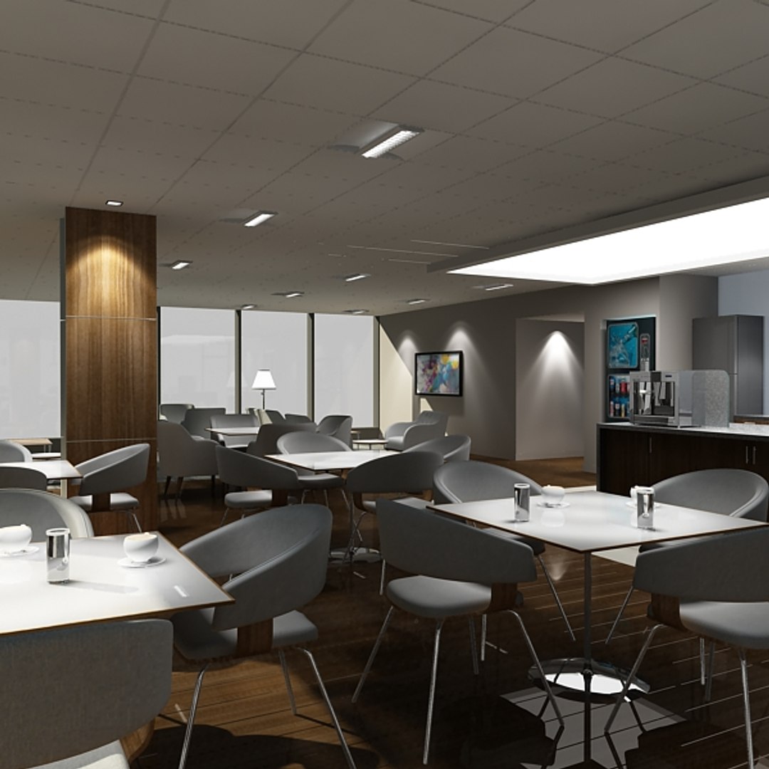 Cafe Cafeteria 3d Model