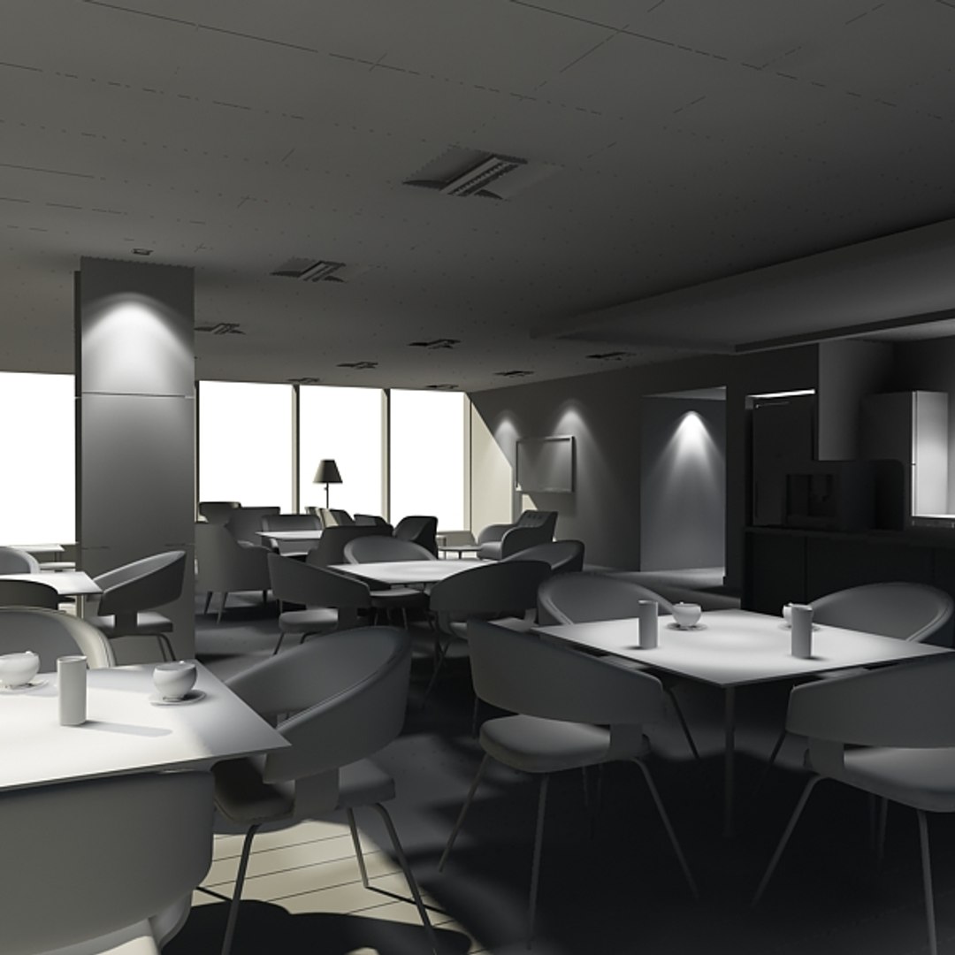 Cafe Cafeteria 3d Model