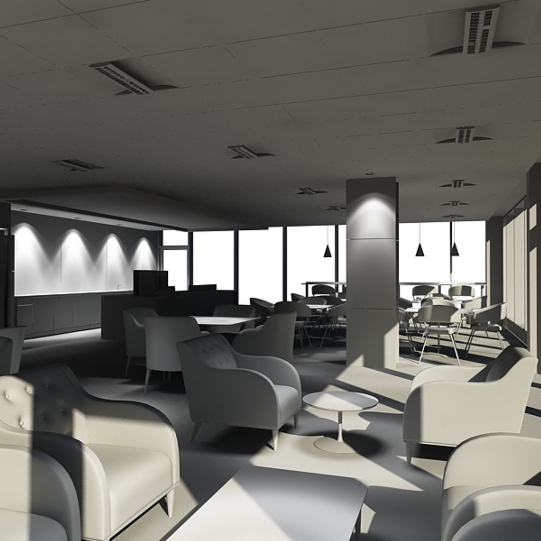 Cafe Cafeteria 3d Model