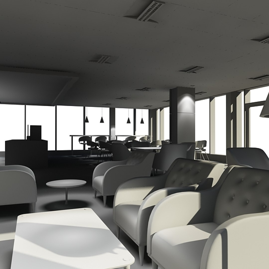 Cafe Cafeteria 3d Model