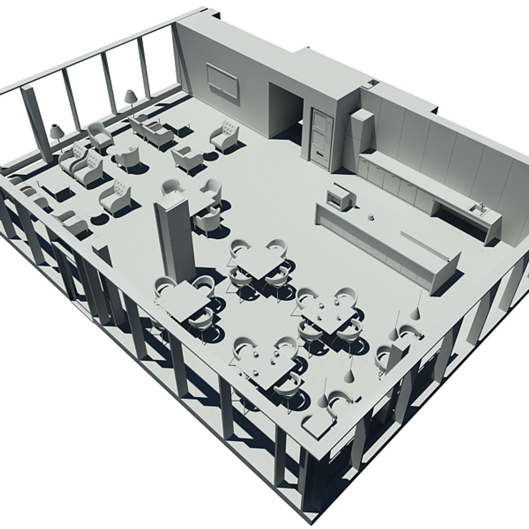 Cafe Cafeteria 3d Model