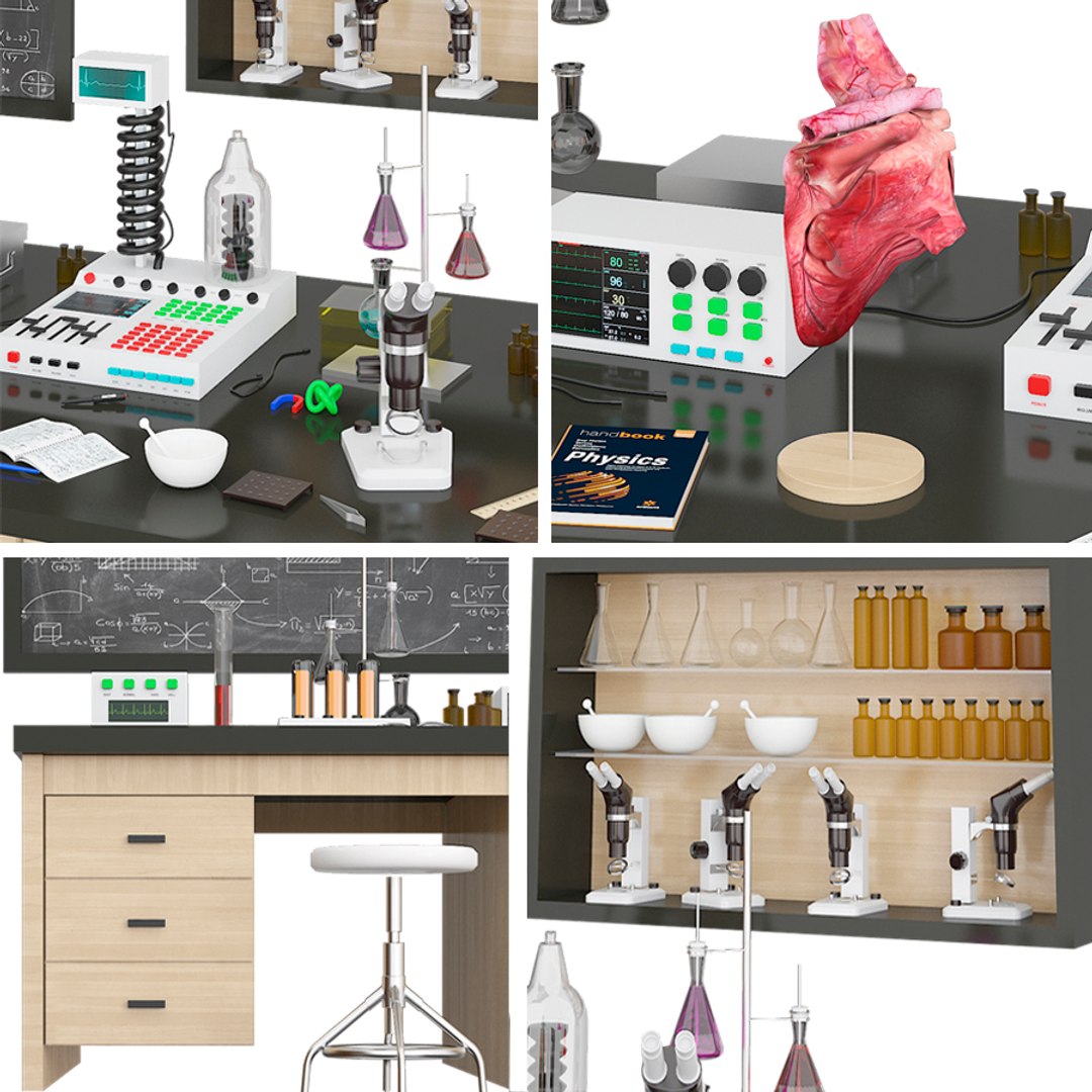 Laboratory Medical Set Microscope Model - TurboSquid 1528883