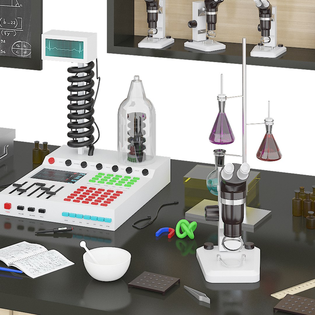 Laboratory Medical Set Microscope Model - TurboSquid 1528883