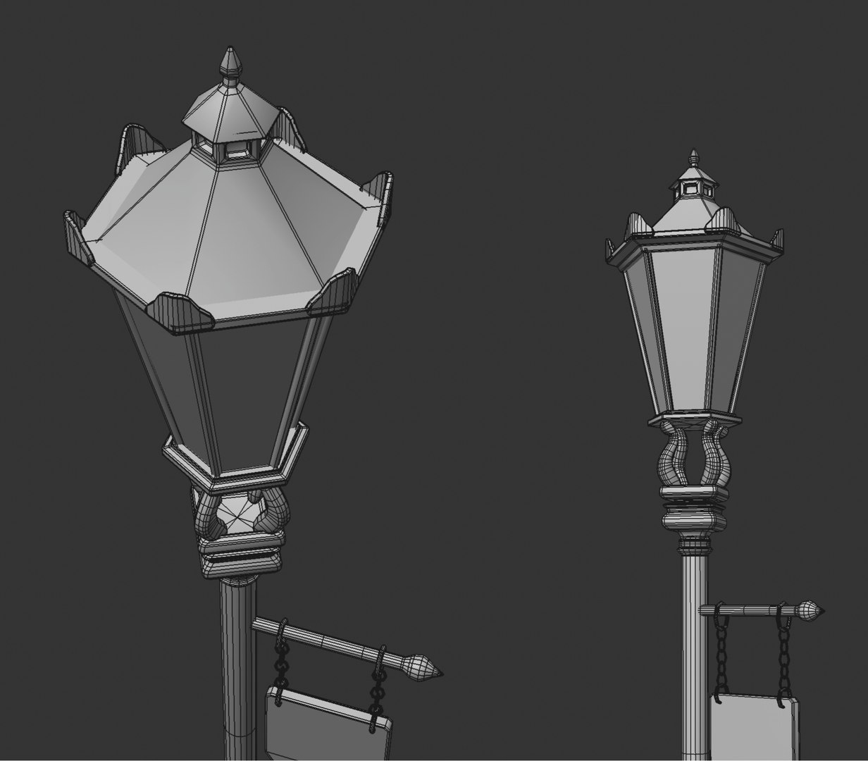 Street Lamp With Sign 3D Model - TurboSquid 1862818