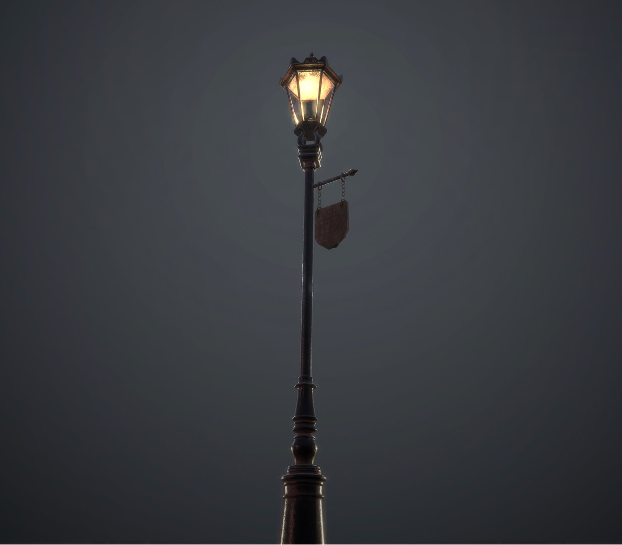 Street Lamp With Sign 3D Model - TurboSquid 1862818