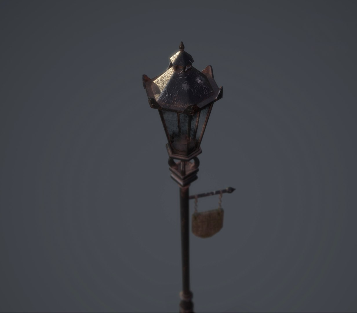 Street Lamp With Sign 3D Model - TurboSquid 1862818