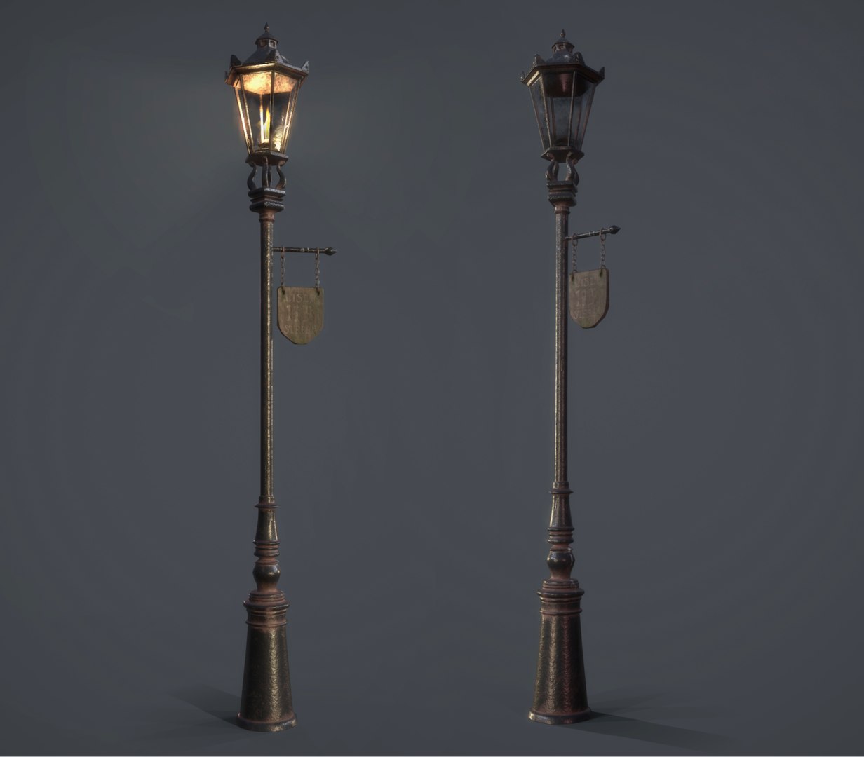 Street lamp with sign 3D model - TurboSquid 1862818