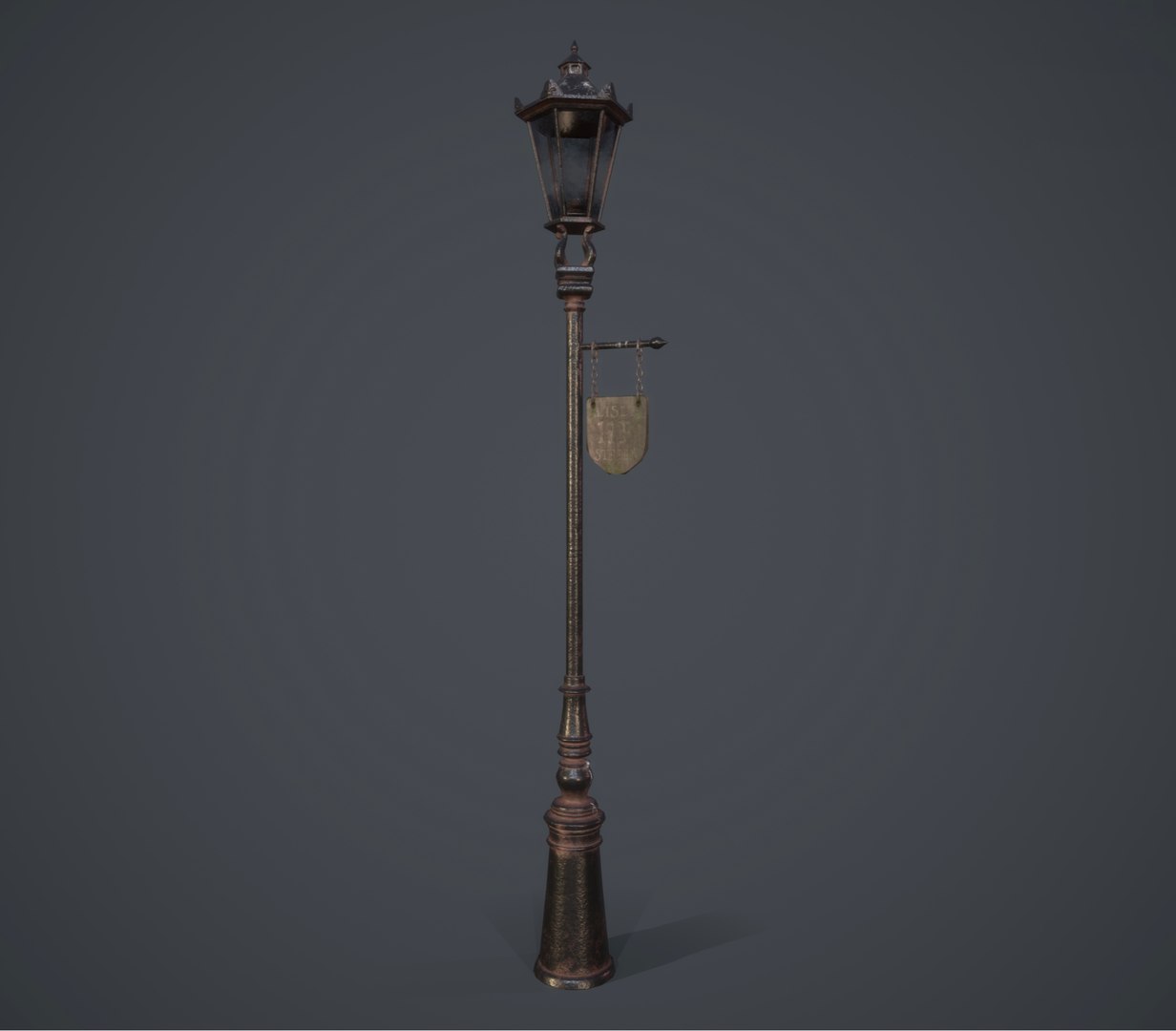 Street Lamp With Sign 3D Model - TurboSquid 1862818