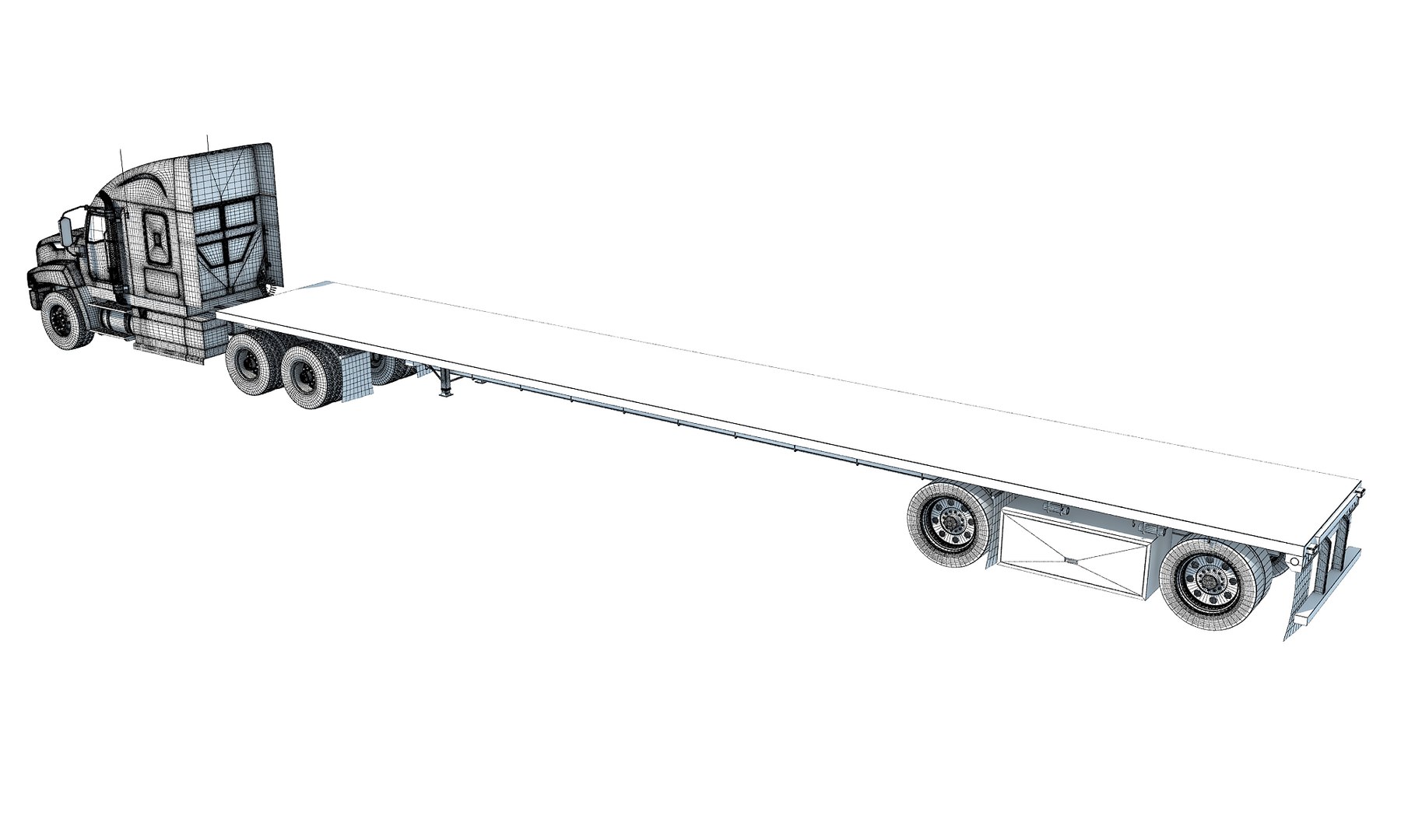 Truck Flatbed Trailer 3D Model - TurboSquid 1393187