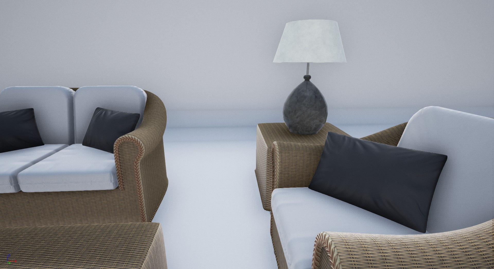 Wicker Fur Pack Sofa Armchair 3d Fbx