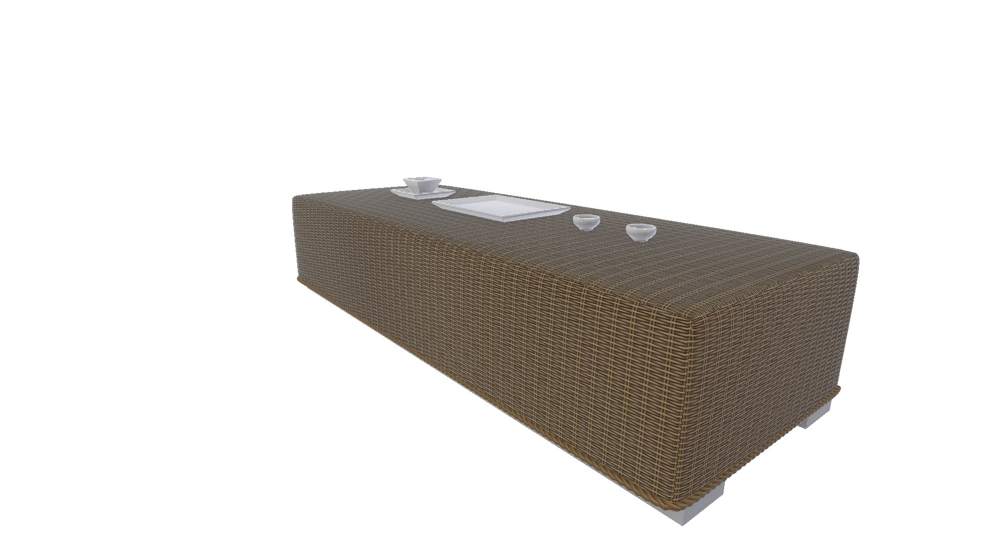 wicker fur pack sofa armchair 3d fbx