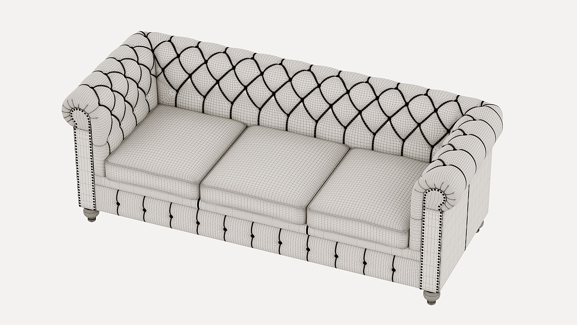3D Model Chesterfield Sofa 3 Seats - TurboSquid 2328829