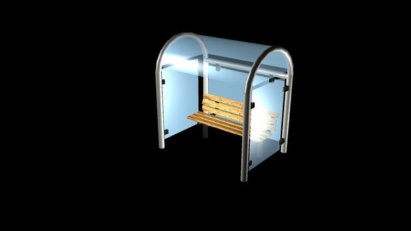 glass bus stand 3d fbx