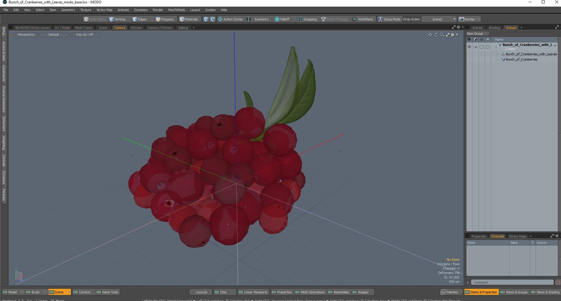3D Bunch Of Cranberries With Leaves - TurboSquid 2185726