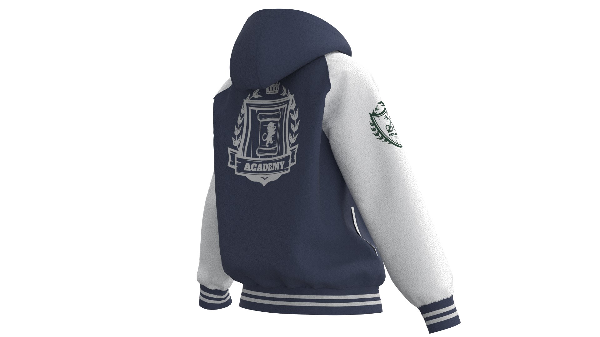 Female Raglan Varsity Jacket 3D - TurboSquid 2200680