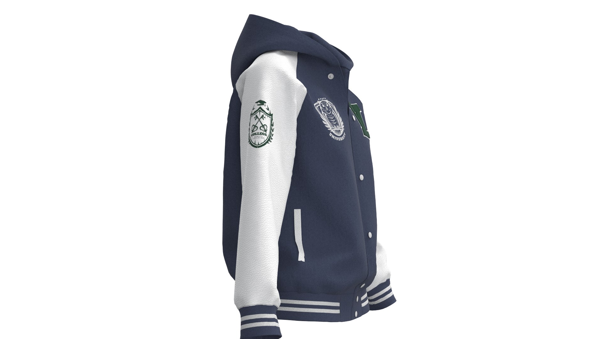Female Raglan Varsity Jacket 3D - TurboSquid 2200680