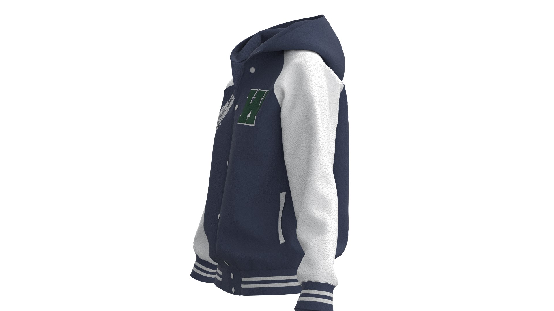 Female Raglan Varsity Jacket 3D - TurboSquid 2200680