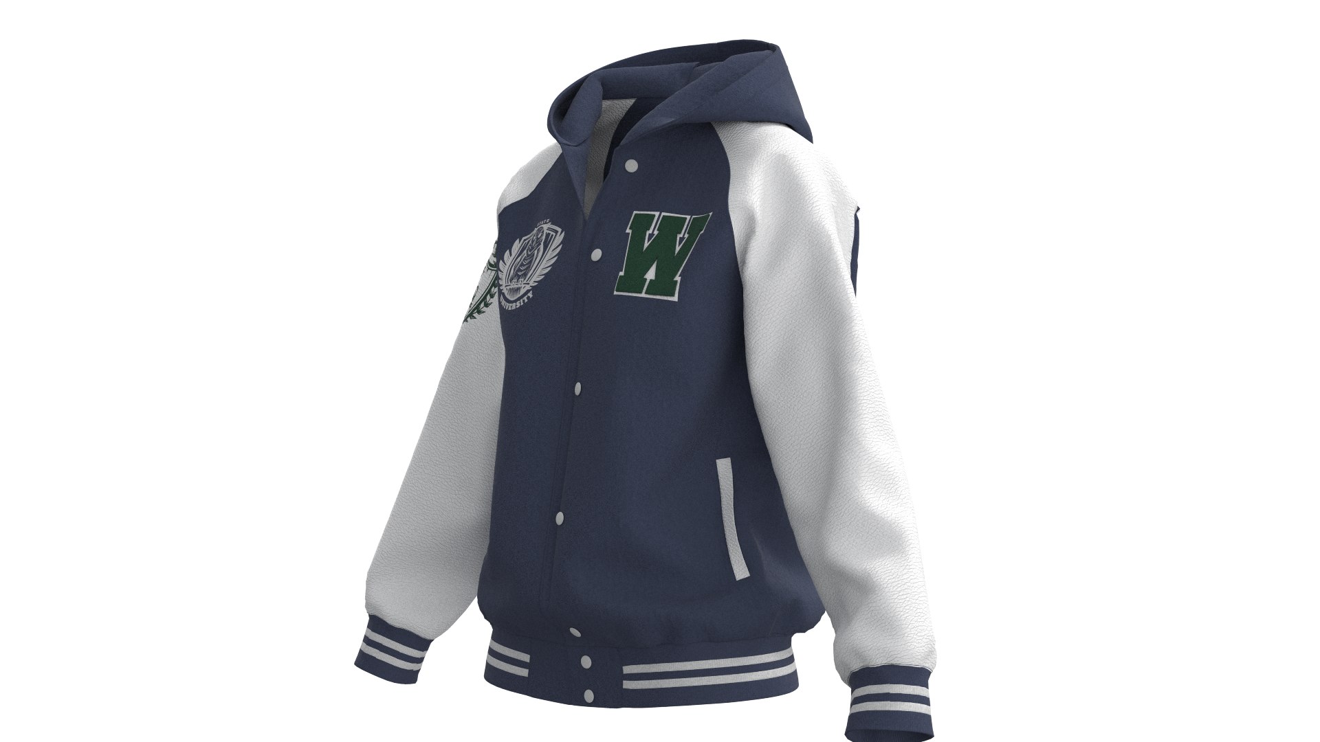 Female Raglan Varsity Jacket 3D - TurboSquid 2200680