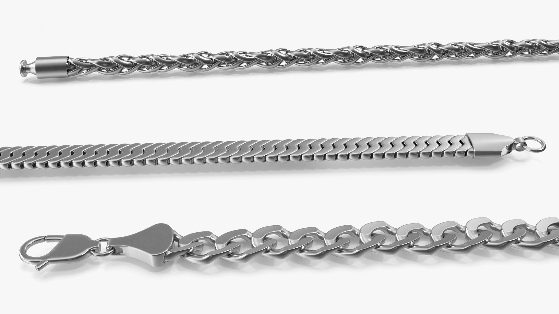 3D Silver Jewelry Chains Collection - TurboSquid 2245334