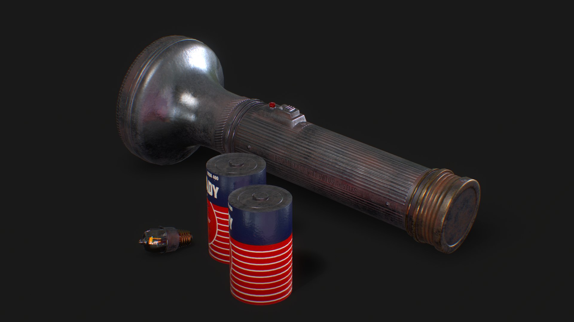 3D vintage police flashlight batteries model - TurboSquid 1419925