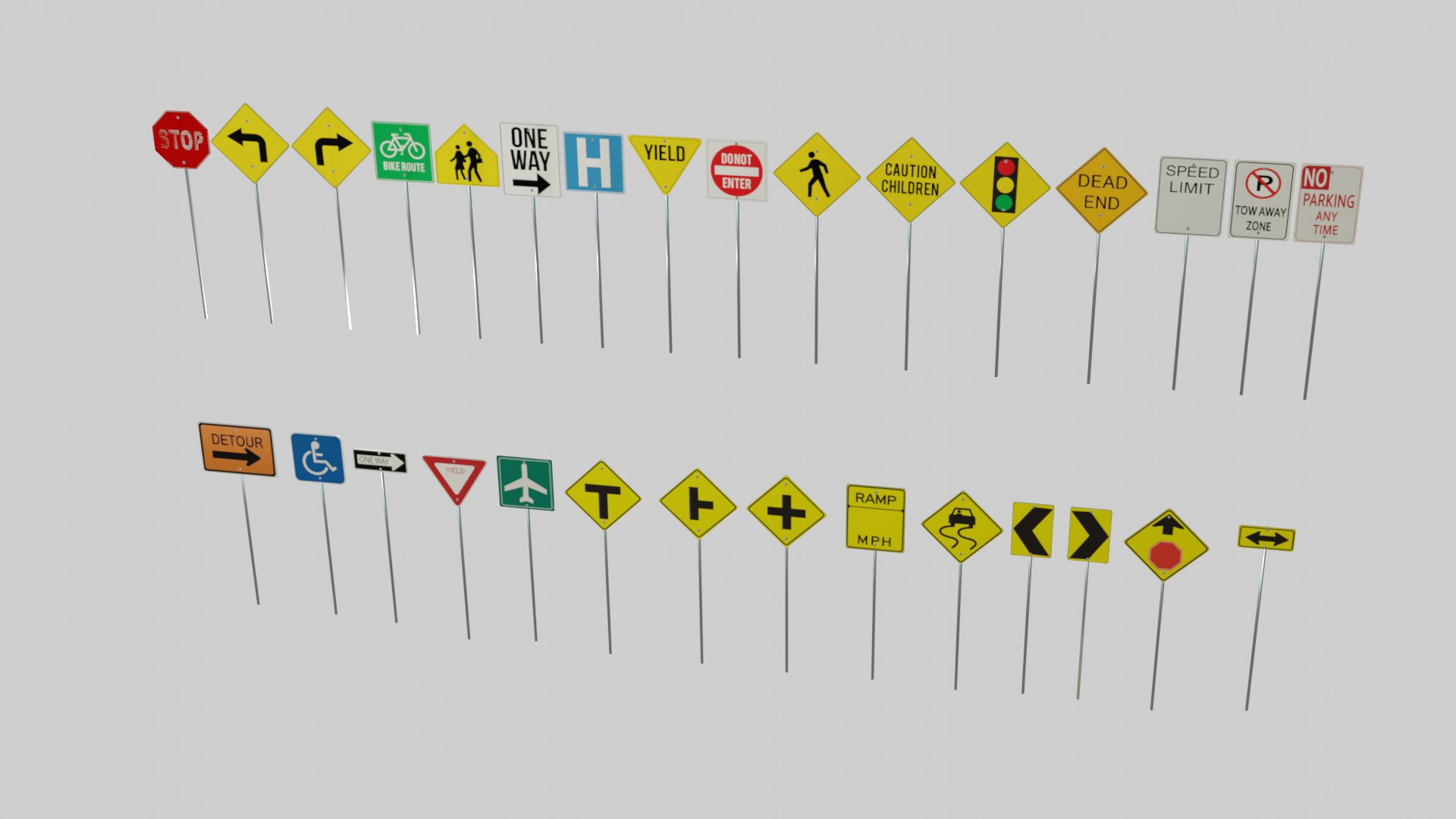 3D Road Signs Model - TurboSquid 2186901