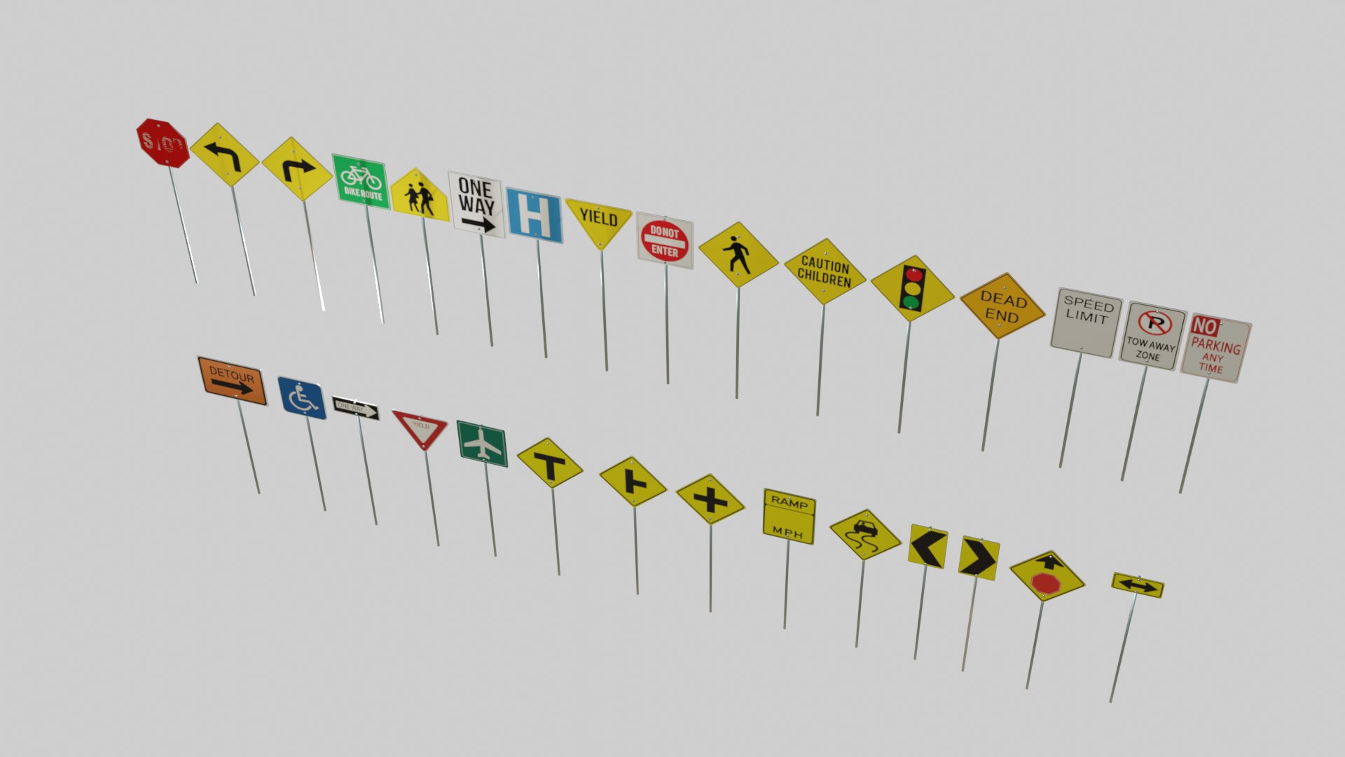 3D Road Signs Model - TurboSquid 2186901