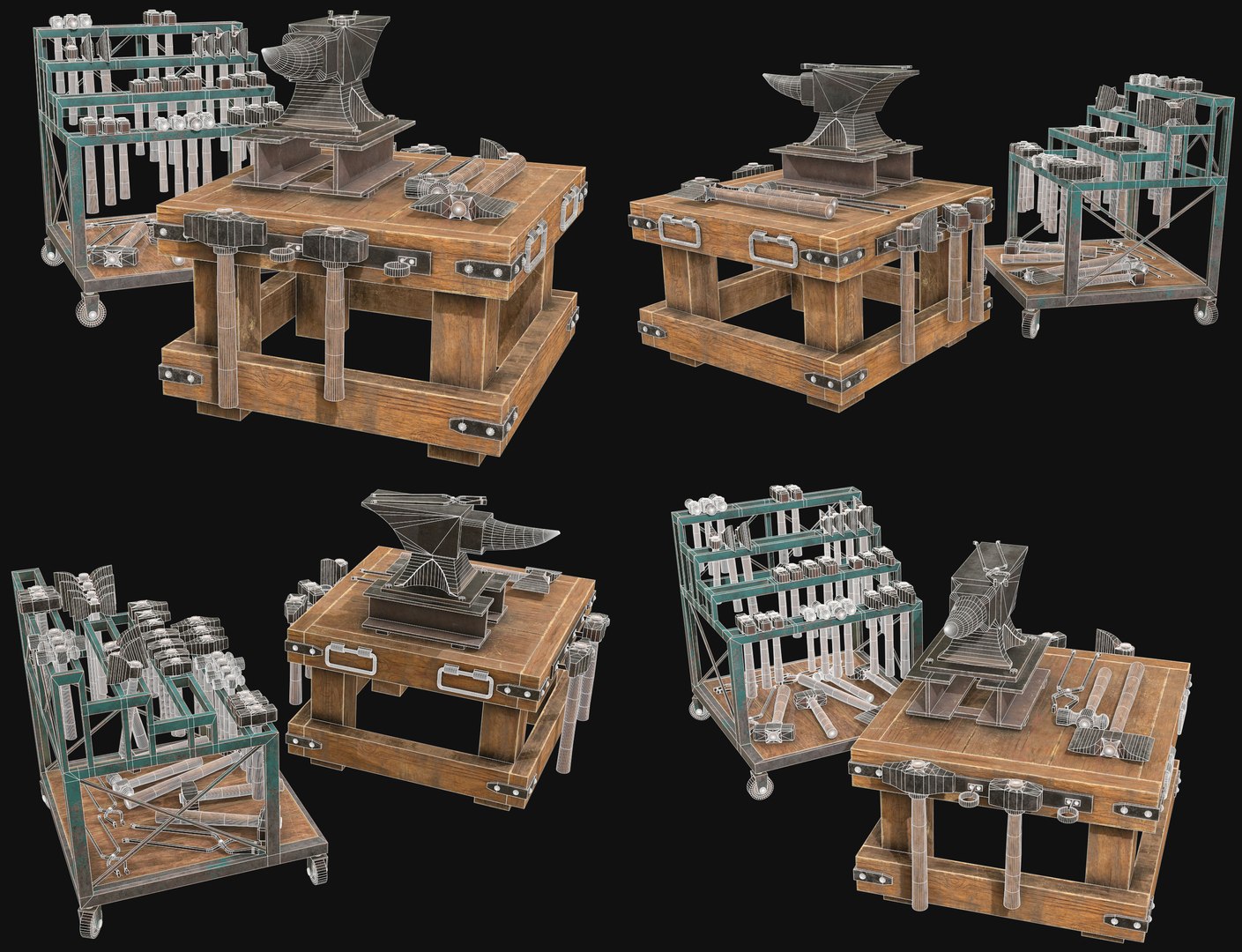 3D Anvil With Ironwork Tools And Rack 2 Model - TurboSquid 2304166