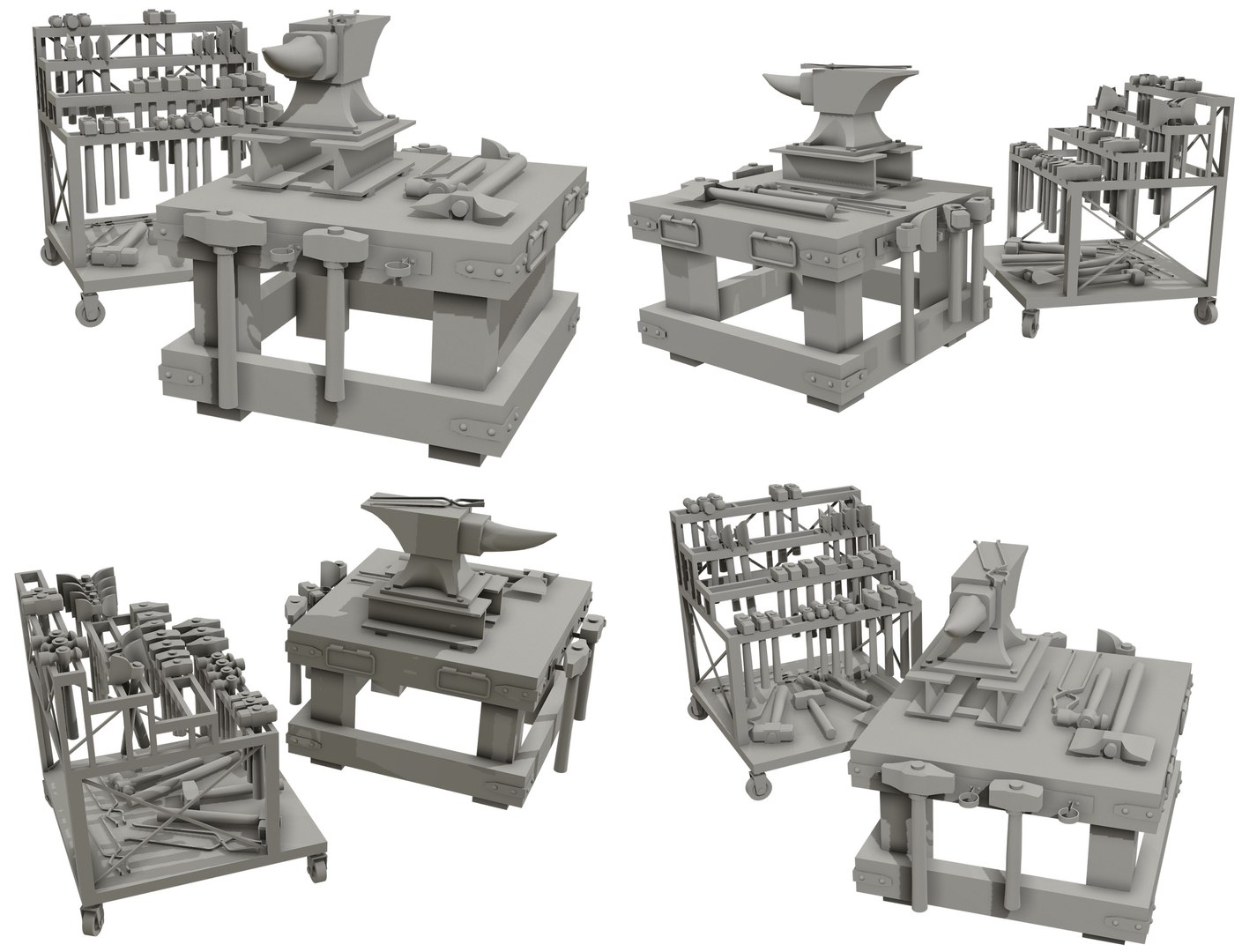3D Anvil With Ironwork Tools And Rack 2 Model - TurboSquid 2304166